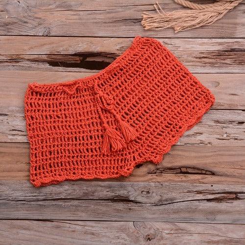 Crochet Push Up Halter-Neck Bikini Set