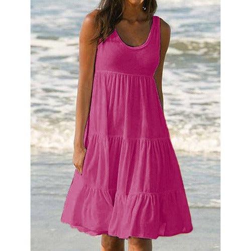 Sleeveless U-Neck Loose Sundress